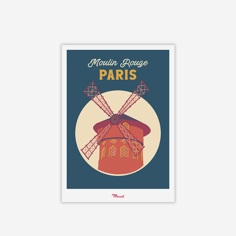 Iconic Moulin Rouge postcard - by Marcel Travel Poster