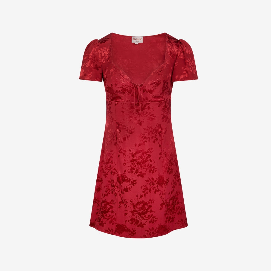 Robe courte rouge à fleurs - Rouje x Moulin Rouge